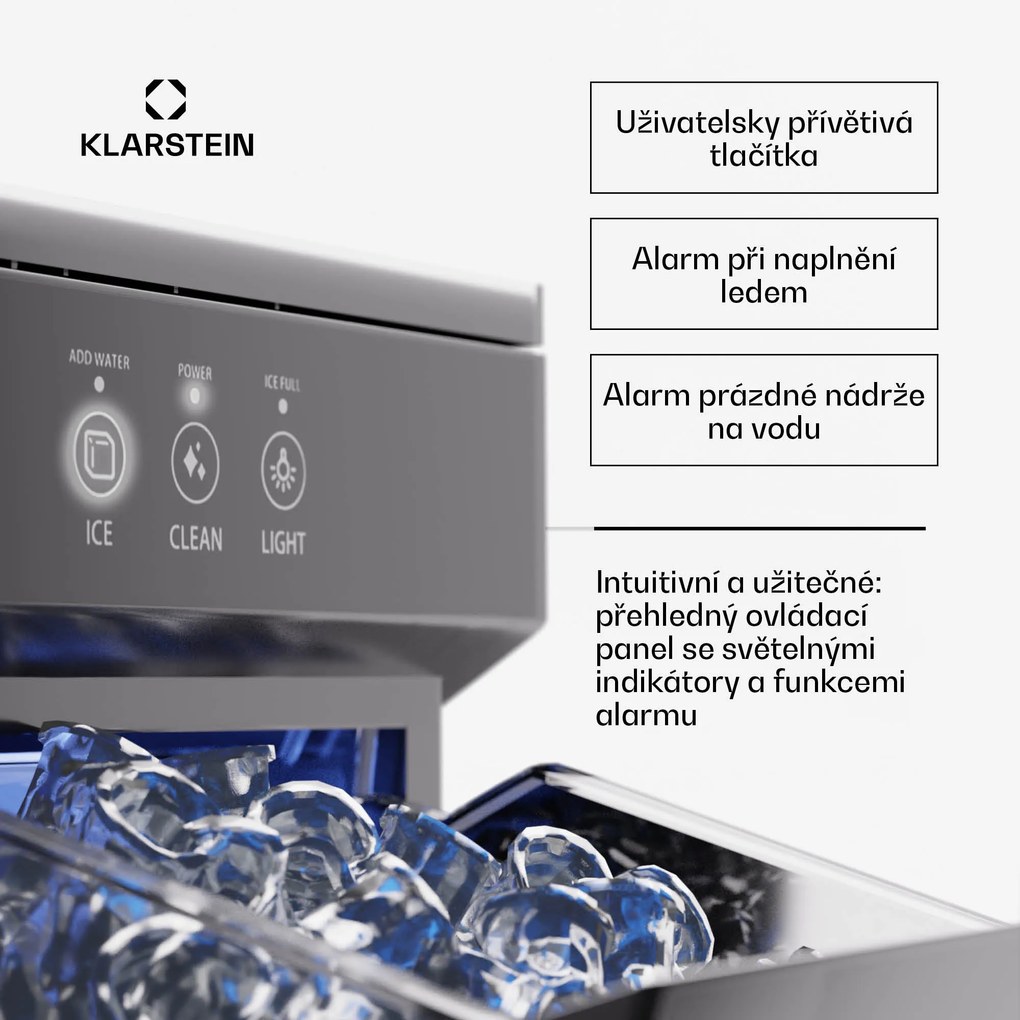 Klarstein Ice Galet, výrobník ledu, 20 kg/24 h, Auto-Clean, 2,2litrová nádrž na vodu