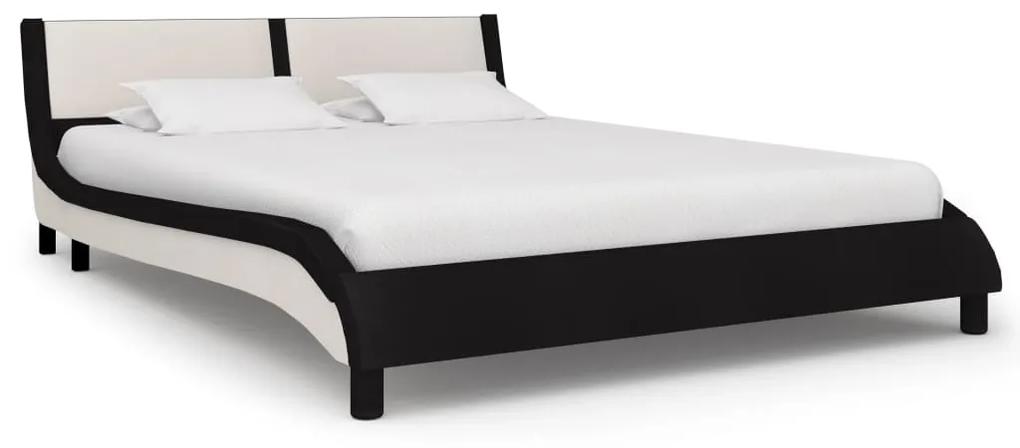 280344 vidaXL Rám postele černobílý umělá kůže 140 x 200 cm