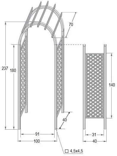 Zahradní oblouk 100x40x237 cm