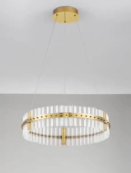 LED stmívatelný platinum zlatý moderní lustr Kezo