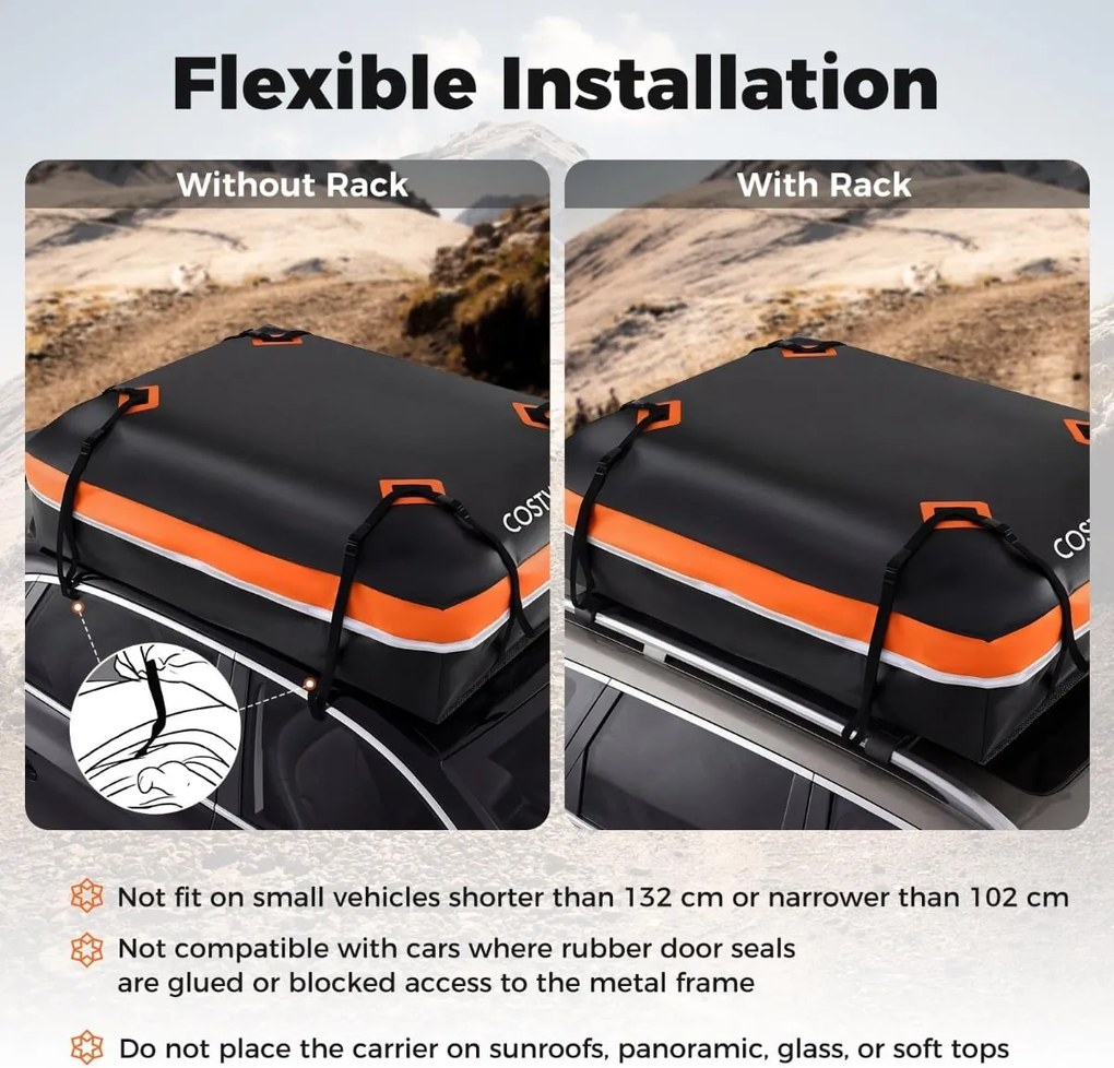 Costway 600 L střešní box na auto s protiskluzovou podložkou a 6