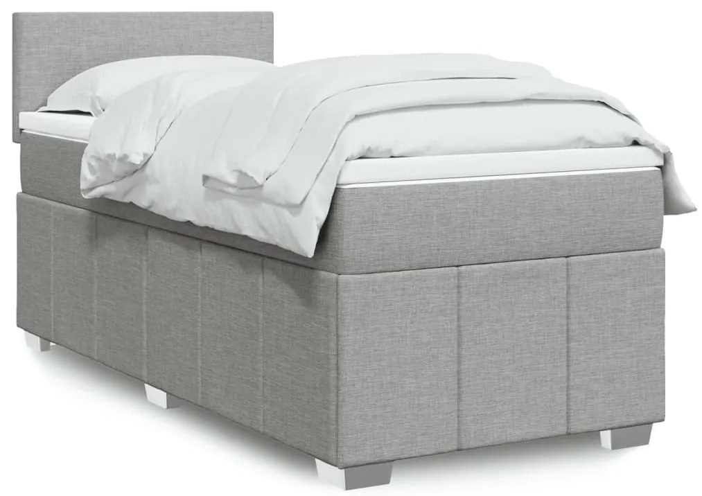 Box spring postel s matrací světle šedá 90x200 cm textil 3286944