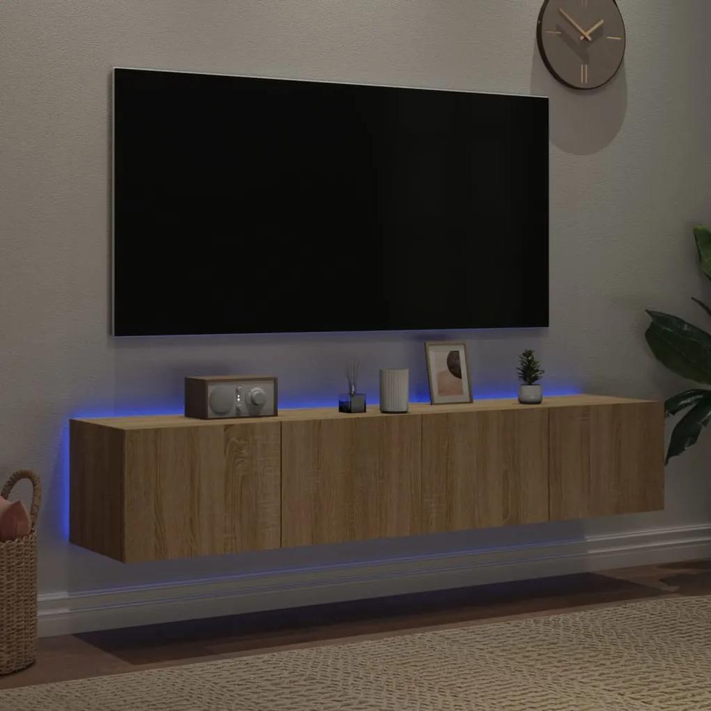 Nástěnné TV skříňky s LED osvětlením 2 ks dub sonoma 80x35x31cm - Default Title