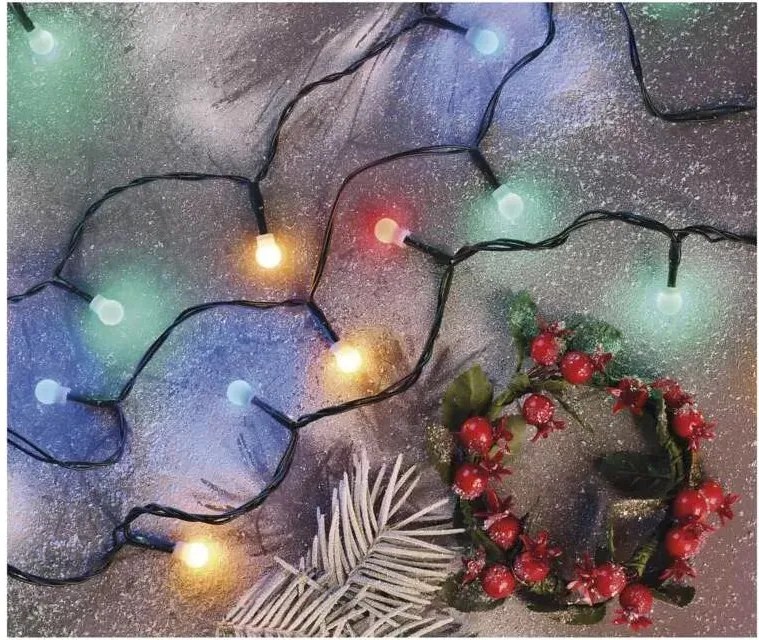 EMOS LED venkovní řetěz - kuličky 8m, multicolor, časovač D5AM02