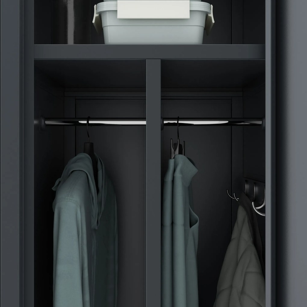 Šatní skříň pro zaměstnance 4dílná hluboká antracitová, 800x1800x600 mm: KACPER D600