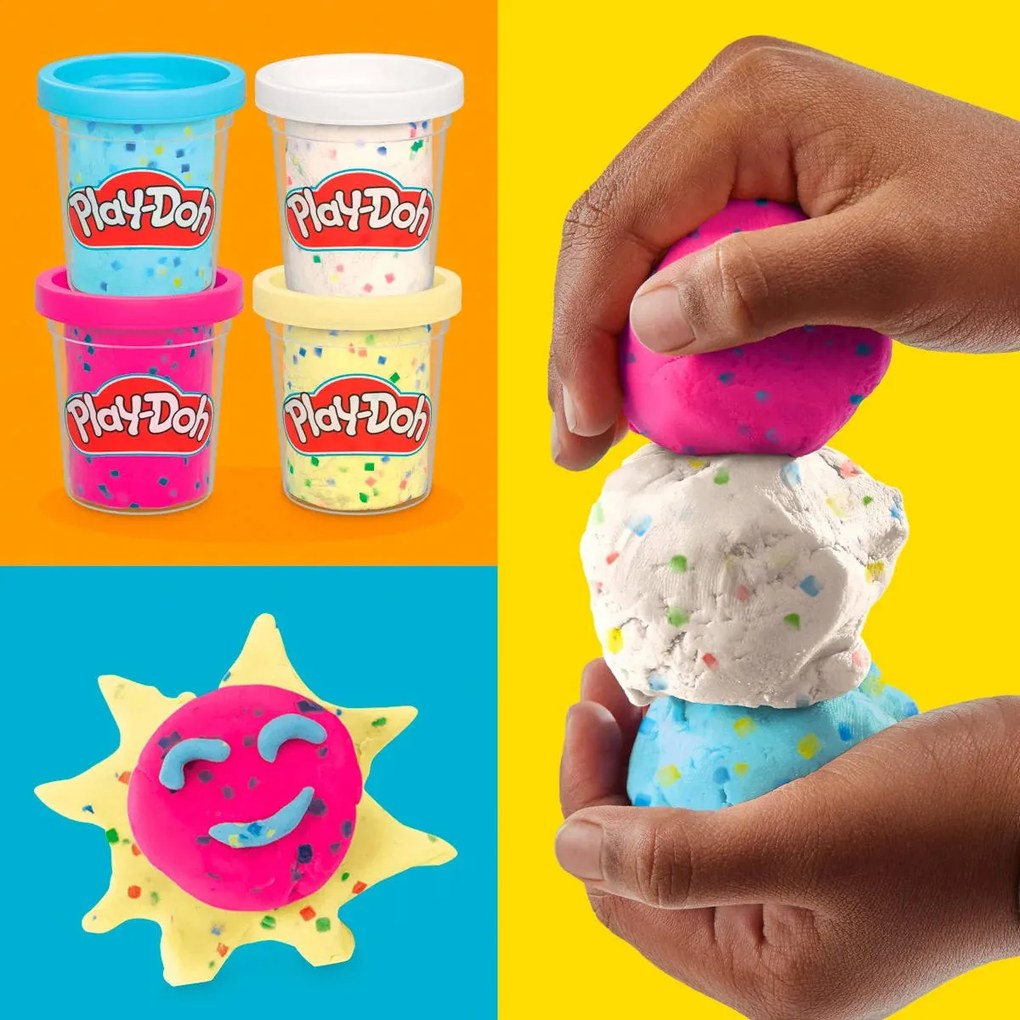 HASBRO PLAY-DOH Modelína kreativní sada 4 kelímky s konfetami 340g 14g1736