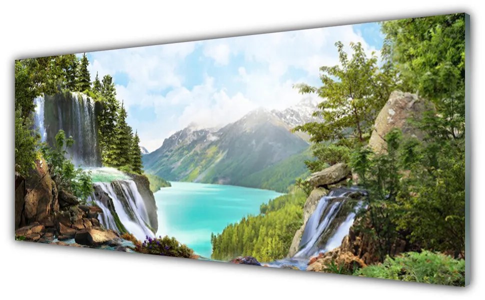 Plexisklo-obraz Záliv Vodopád Hory 125x50 cm