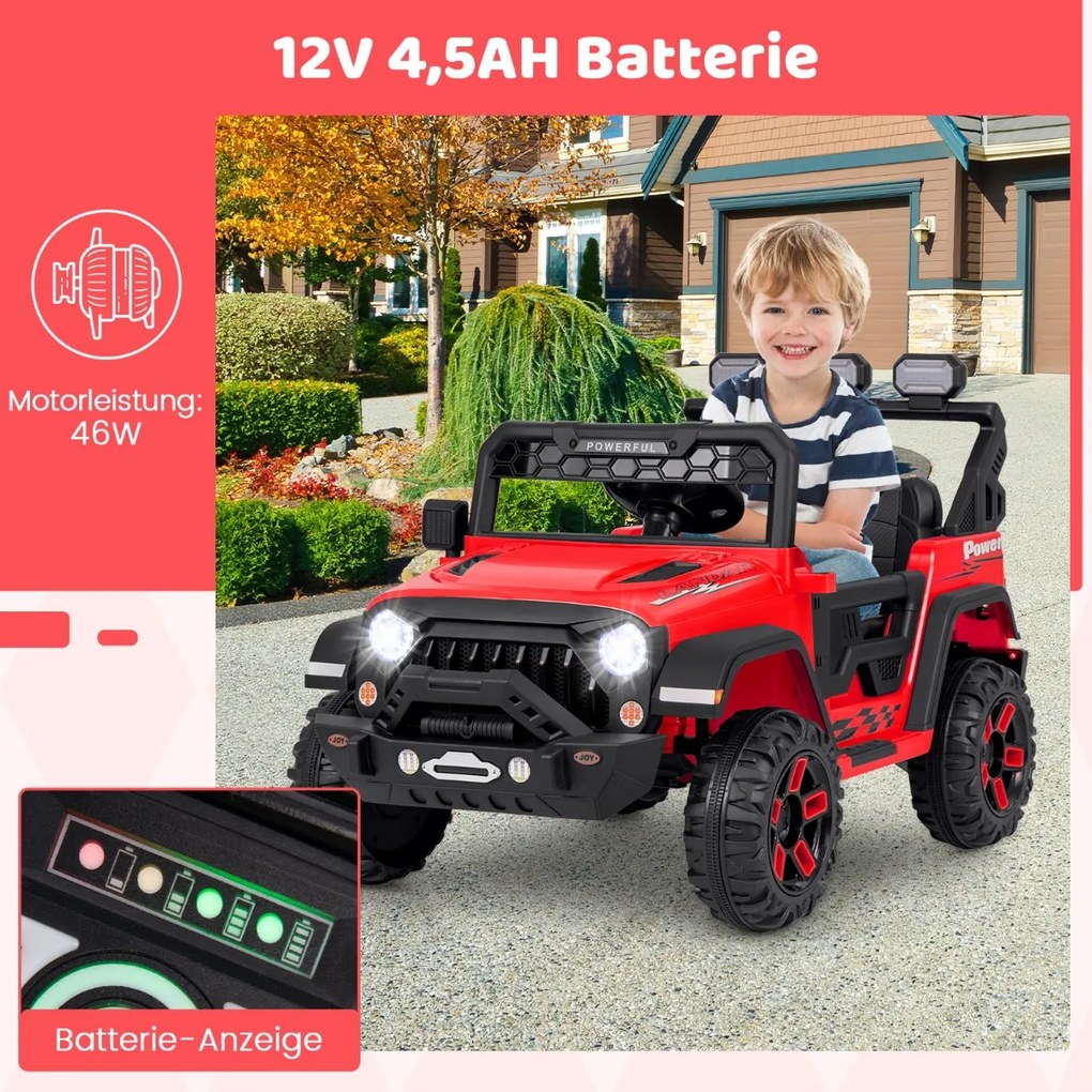 Costway Dětské elektrické auto s 2,4 G dálkovým ovládáním a USB a světlem