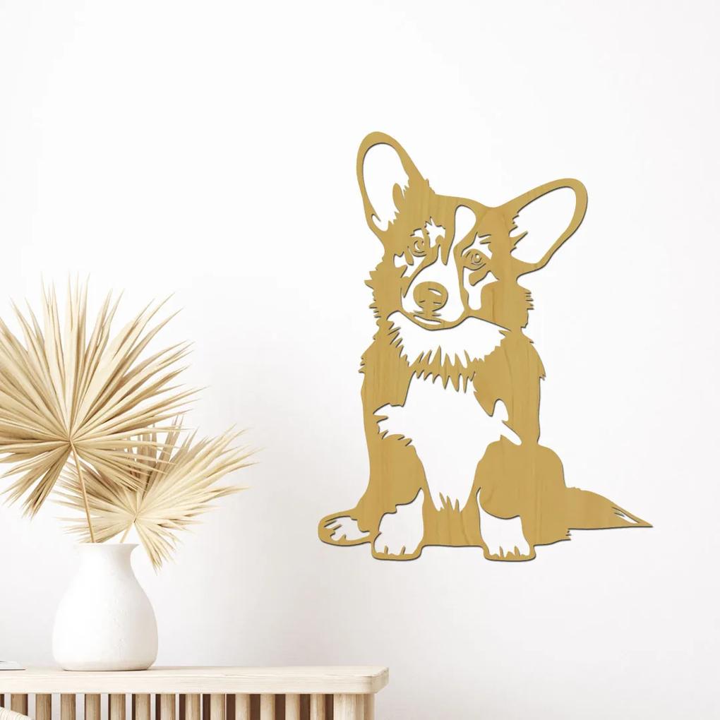 dřevo života Dřevěná dekorace psa Corgi Rozměry (cm): 23x30, Barevný vzor: Třešeň