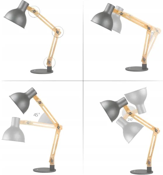 Stolní lampa 1xE27/40W/230V šedá