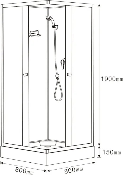 BPS-koupelny Sprchový box HYD-4160 80x80