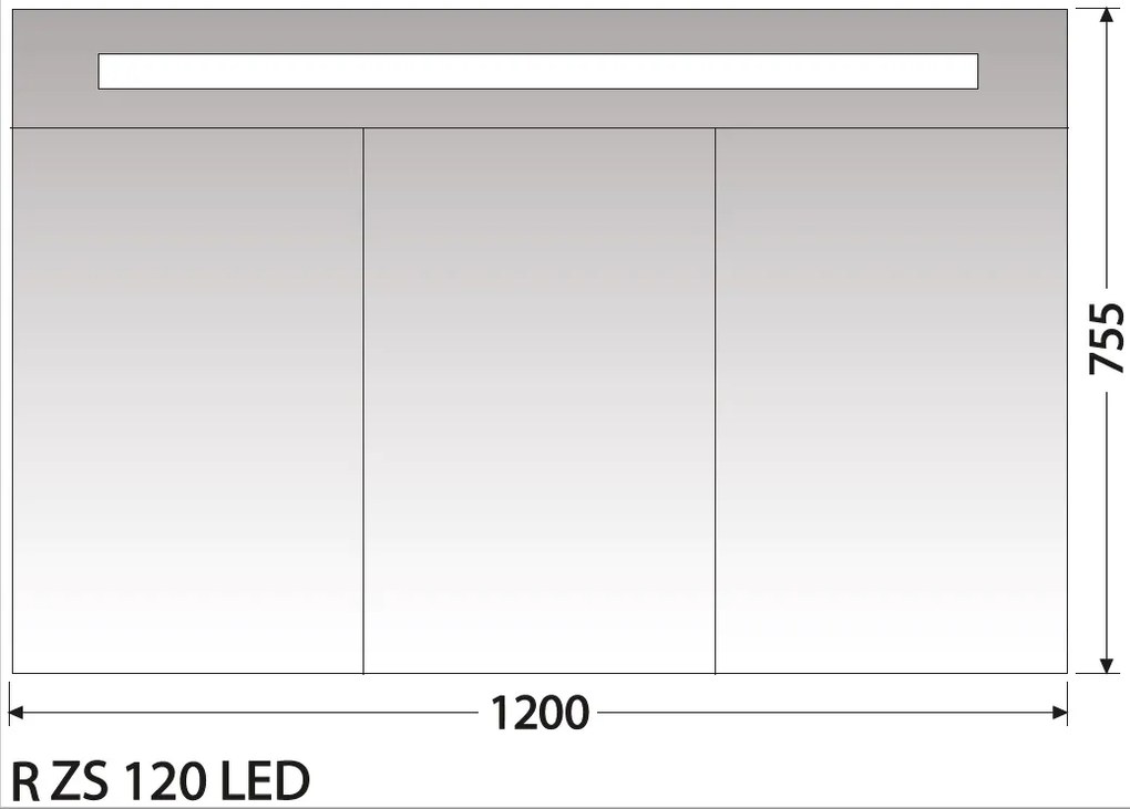 INTEDOOR zrcadlová třídveřová skříňka s integrovaným LED osvětlením R ZS 120 LED Varianta: K011 Borovice krém