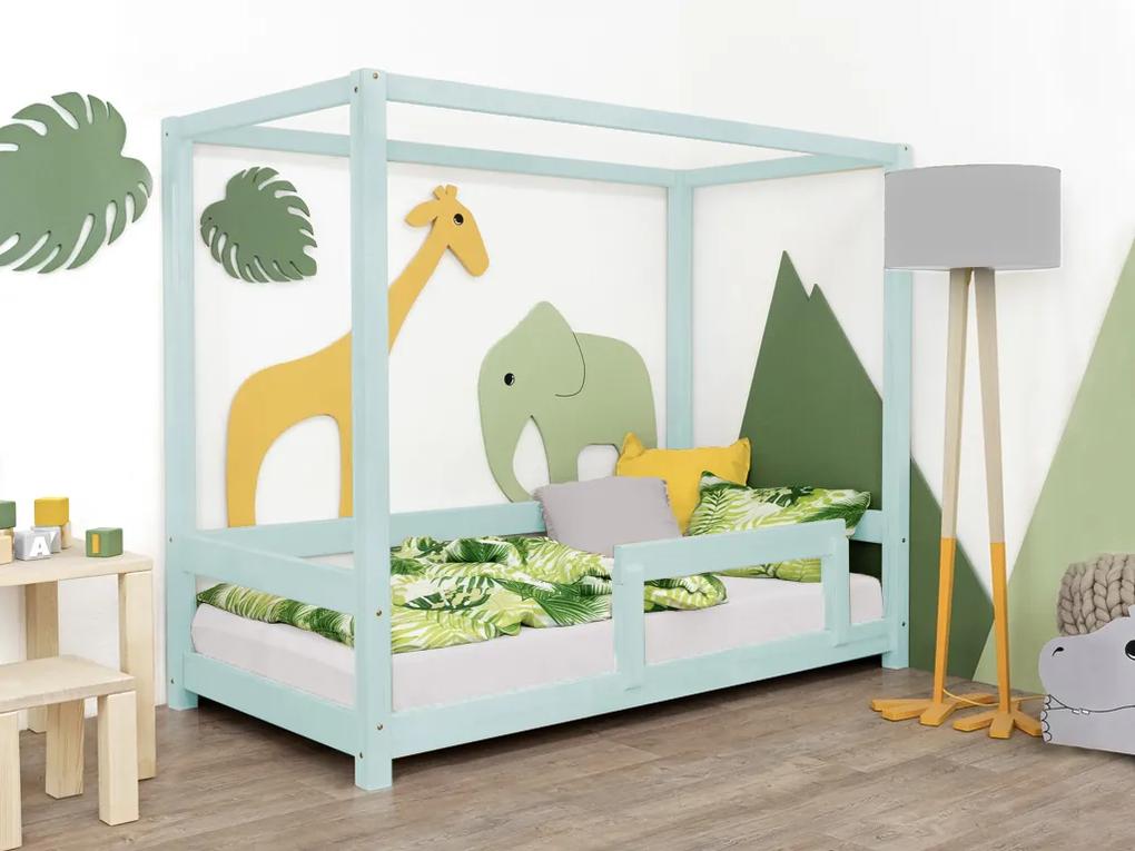 Benlemi Dětská postel s nebesy a bočnicí BUNKY Zvolte barvu: Béžová, Zvolte rozměr: 140x200 cm
