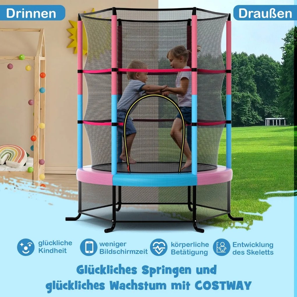 Costway Zahradní trampolína Ø165 cm s ochrannou sítí trampolína pojme až 135 KG