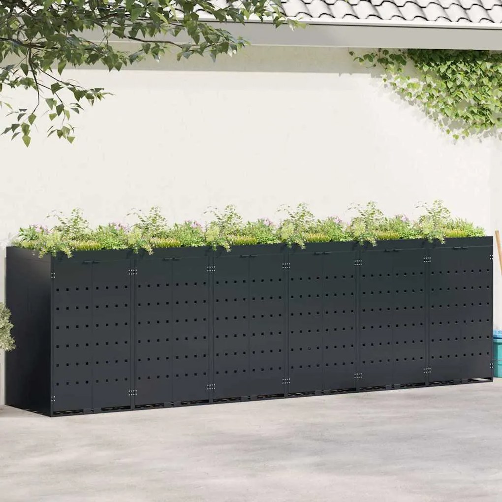 Úložný box na 6 popelnic Černá 408 x 77,5 x 121,5 cm 3394742