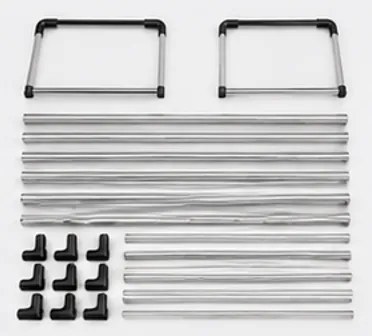 botník, 4 patra, kov/plast, 72x56x26 cm, stříbrná/černá, Dekorino BB20260025