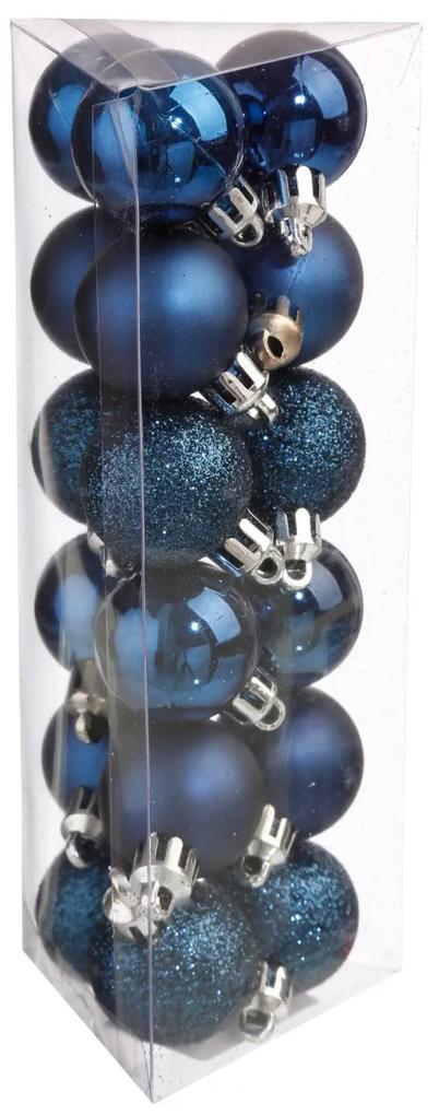 Vánoční koule, sada 18 kusů, tmavě modrá barva, 3 cm