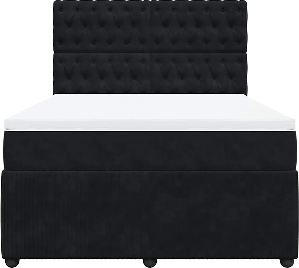 Box spring postel s matrací černá 160x200 cm samet 3292390