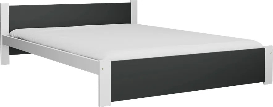 Postel IKAROS 160 x 200 cm, antracit/bílá Matrace: Matrace Coco Maxi 20 cm, Rošt: S laťkovým roštem