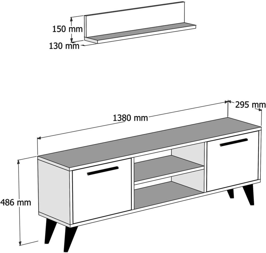 Sconto TV sestava SENFONI bílá /antracit/ořech