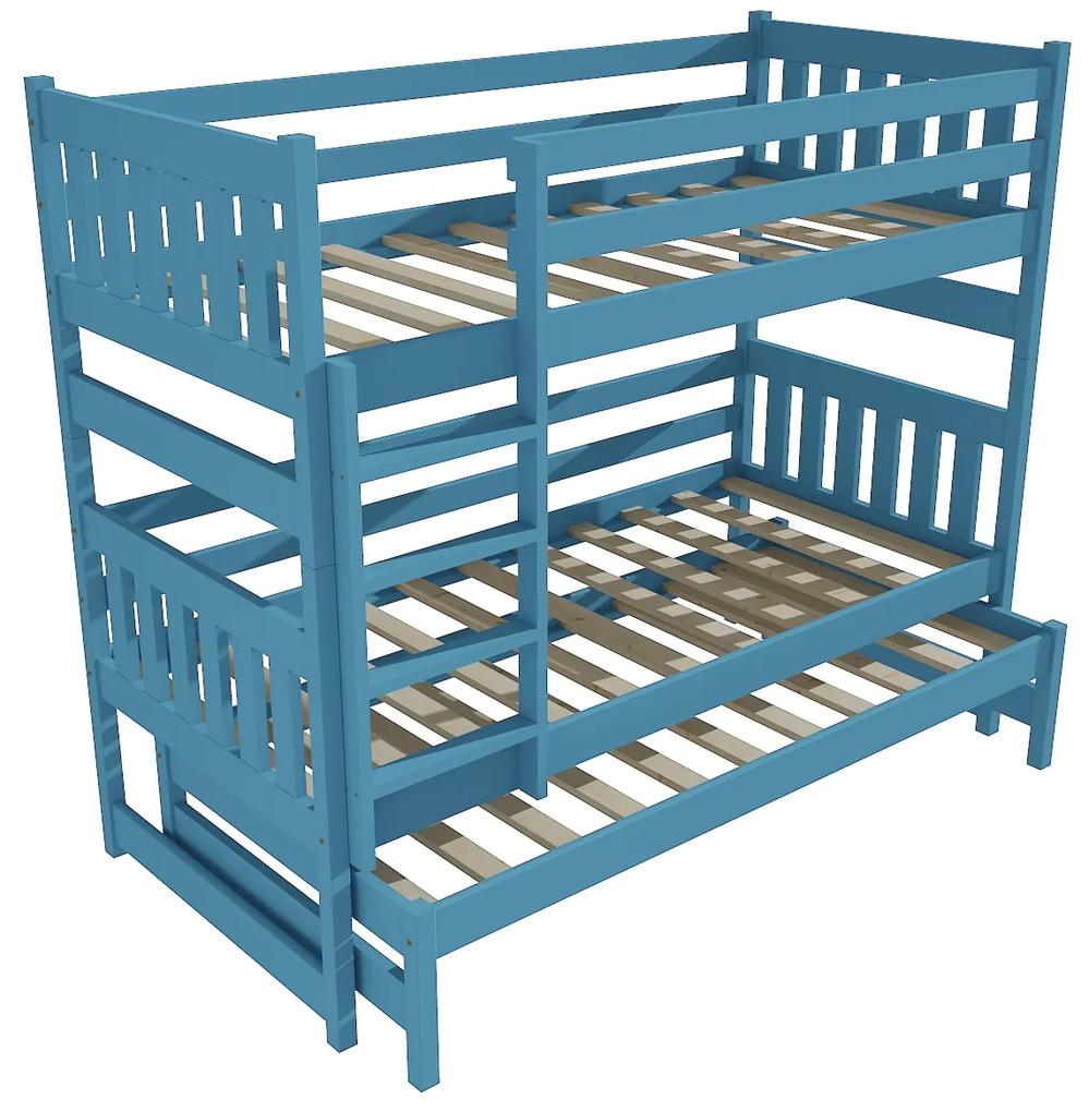 Vomaks Patrová postel s výsuvnou přistýlkou PPV 019 Rozměr: 80 x 200 cm, Barva: barva modrá, Prostor mezi lůžky: 80 cm