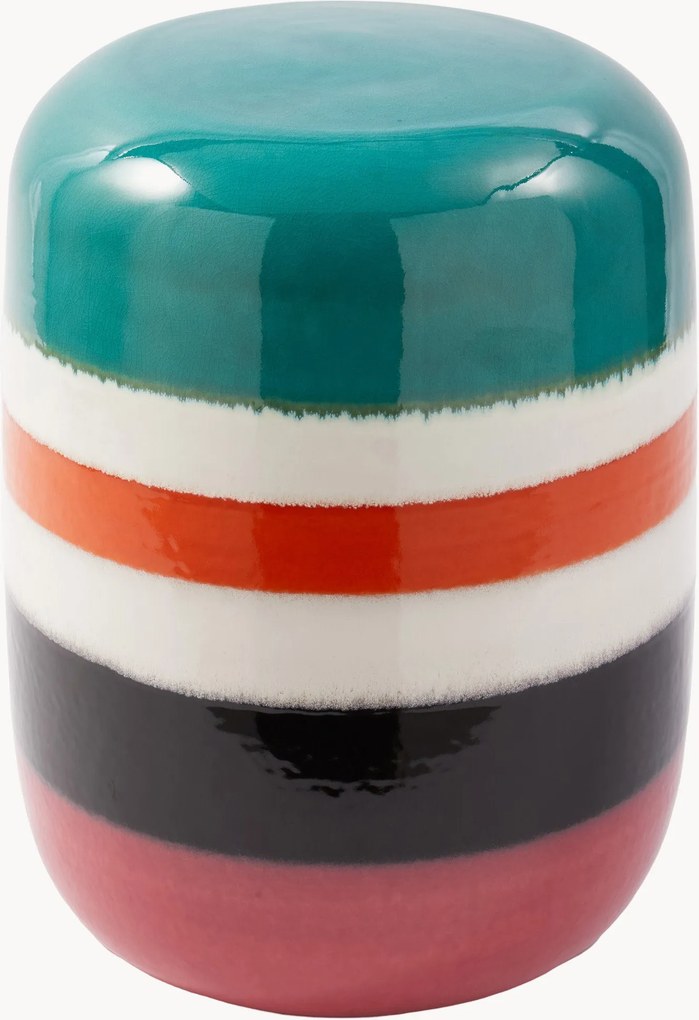 Kulatý odkládací stolek Striped Pill, ručně vyrobený