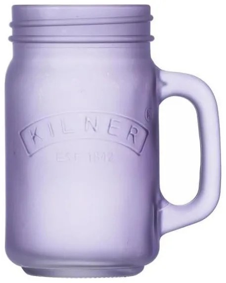 KILNER Sklenice s uchem Purple Frosted 400 ml, fialová barva, sklo