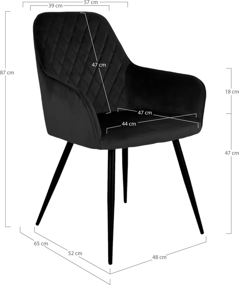 Černá čalouněná jídelní křesla v sadě 2 ks s područkami Harbo – House Nordic