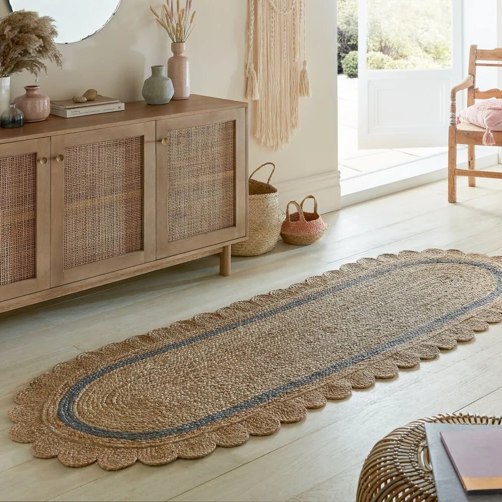 Flair Rugs koberce Kusový koberec Grace Jute Natural/Grey ovál - 80x230 ovál cm