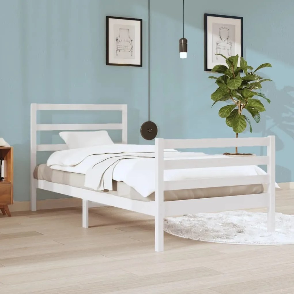 vidaXL Rám postele masivní borovice 90 x 200 cm [3104995] Barva: Bílá