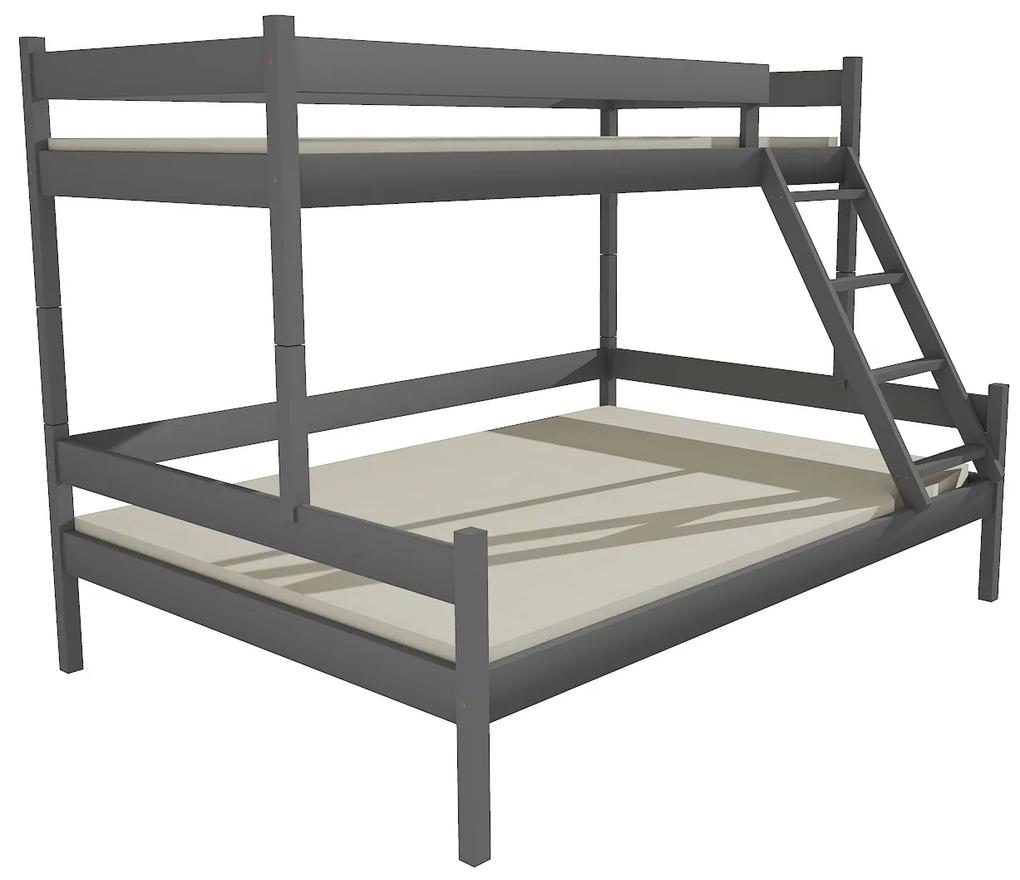 Patrová postel s rozšířeným spodním lůžkem PPS 002 90/140 x 200 cm - šedá