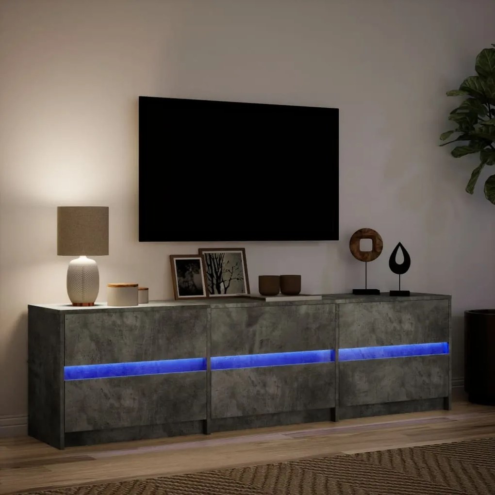 TV skříňka s LED betonově šedá 180x34x50 cm kompozitní dřevo 3307929