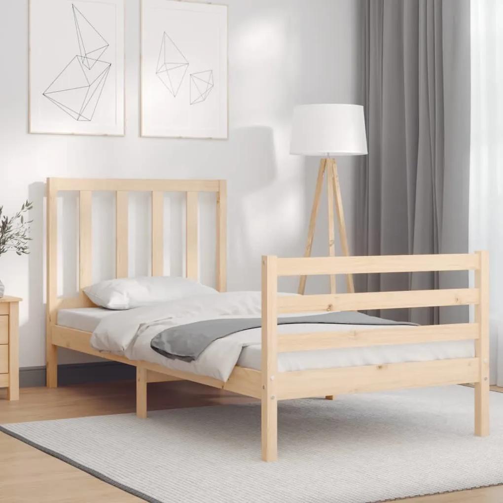 vidaXL Rám postele s čelem 90 x 200 cm masivní dřevo [3193844] Barva: Přírodní