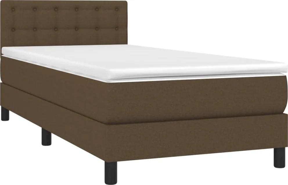 vidaXL Box spring postel s matrací a LED 90x190 cm textil [3133440] Barva: tmavě hnědá