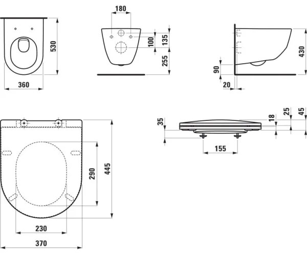 LAUFEN H8669530000001 - Závěsné WC PRO + záchodové prkénko SoftClose PRO