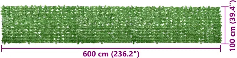Balkónová zástěna se zelenými listy 600 x 100 cm 315502