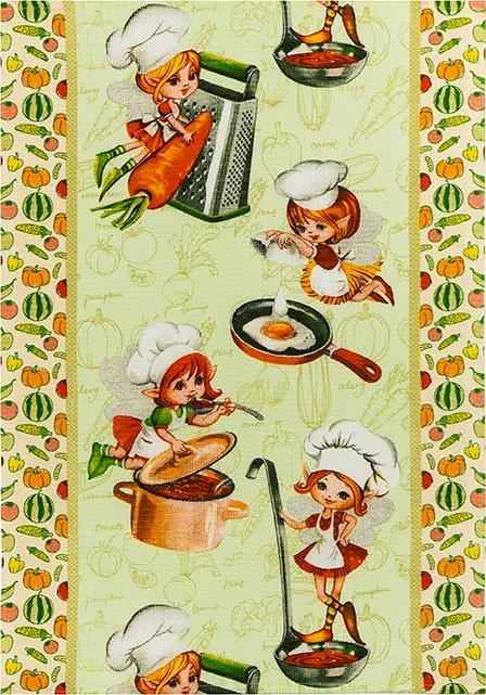 Bellatex Kuchyňská utěrka 1 ks Zelená,Oranžová 50x70 cm