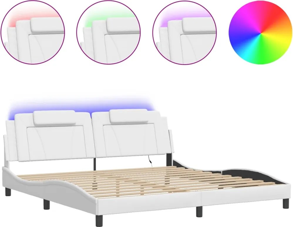 Rám postele Viana s LED bez matrace bílý 200 x 200 cm 3214044