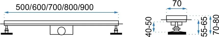 Rea PRO Black Matt, lineární odtokový žlab 90cm, vzor Greek, černá matná, REA-G8026