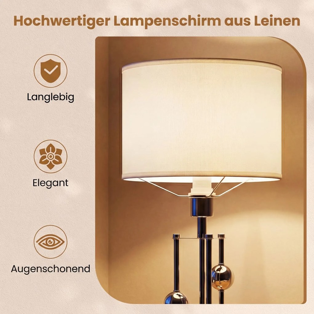 Costway Stolní lampa Noční stolní lampa s E27-Látkové stínidlo a ozdobné koule