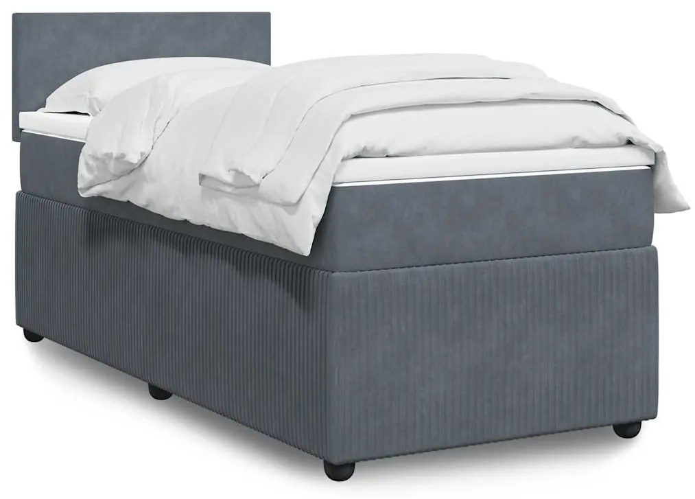 Box spring postel s matrací tmavě šedá 90x200 cm samet 3289933