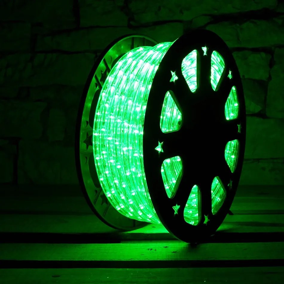 Easy Fix světelná LED hadice venkovní, 50 m, zelená, 1500 diod, čirý kabel, IP44, cívka
