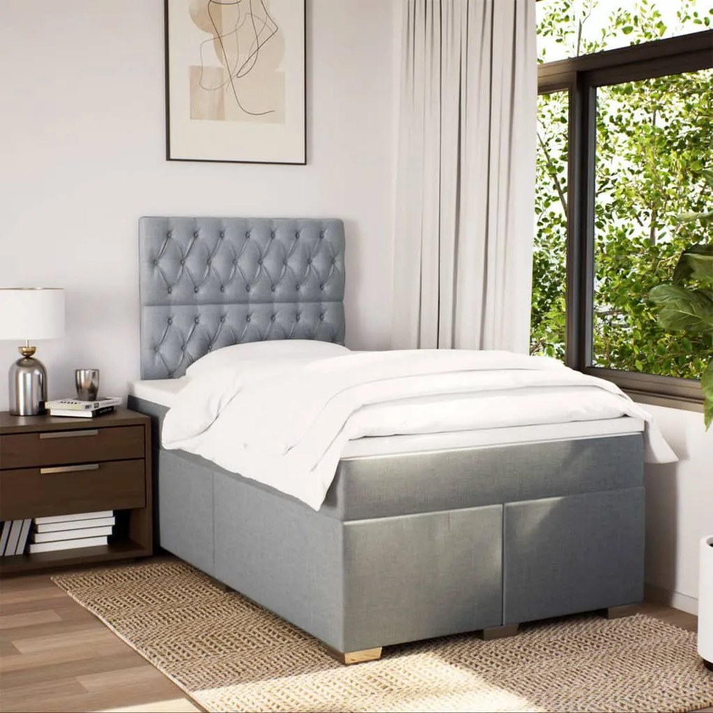 Box spring postel s matrací světle šedá 120 x 200 cm textil 3290462