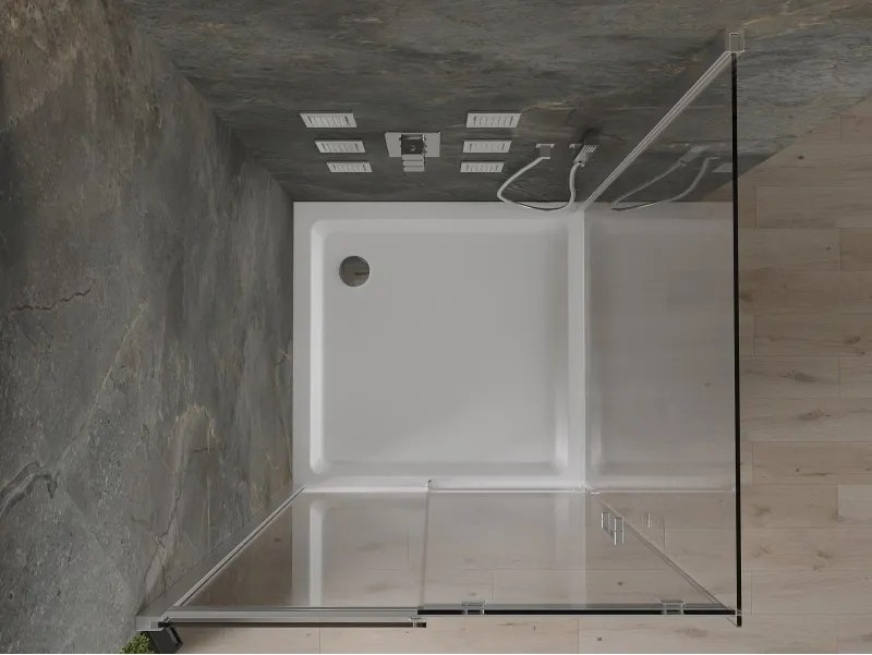 Mexen Omega posuvný sprchový kout 100 x 100 cm, chromový profil, čiré sklo + Slim sprchová vanička, 825-100-100-01-00-4010