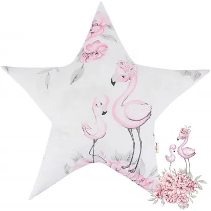 Baby Nellys Bavlněný dětský dekorační polštář, Hvězdička - Plameňák růžový