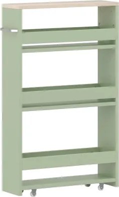 kleankin 3úrovňový úložný vozík, regálový vozík na kolečkách s madlem - 48 x 15 x 80 cm, zelený