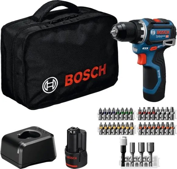 Bosch AKU vrtací šroubovák PRO GSR 12V-32, 2×12V 2.0Ah + bity v textilní tašce 06019N7004