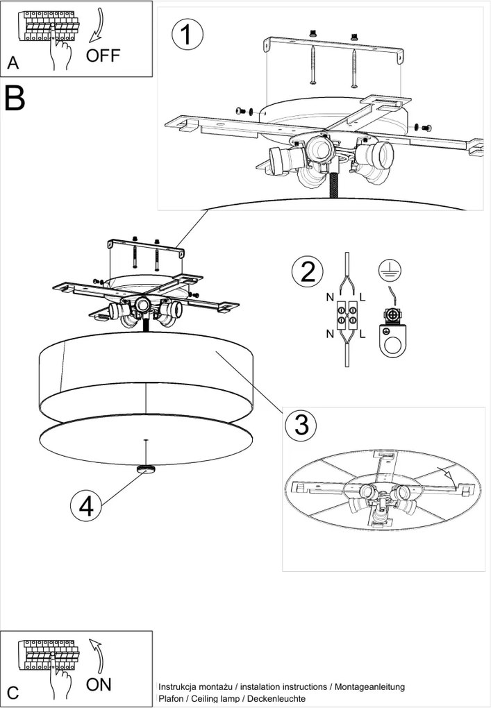 Sollux Lighting Stropní svítidlo SKALA 50 černé