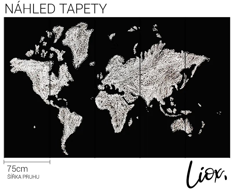 Černobílá tapeta mapa světa