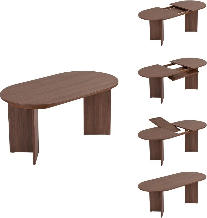 Rozkládací jídelní stůl s přídavnou deskou v dekoru ořechu 90x160 cm Sorell – Kalune Design